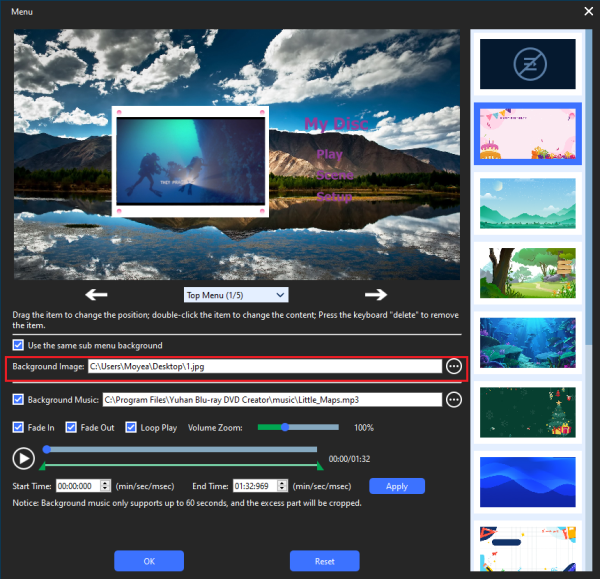 How to customize your menu with Yuhan Blu-ray DVD Creator? - Yuhan Media