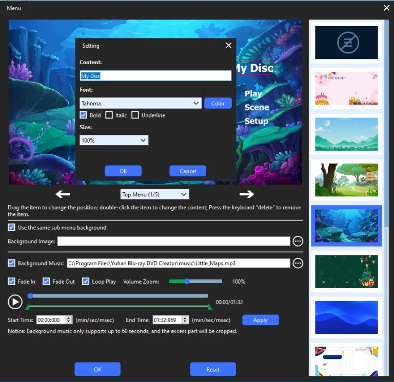 How to customize your menu with Yuhan Blu-ray DVD Creator? - Yuhan Media